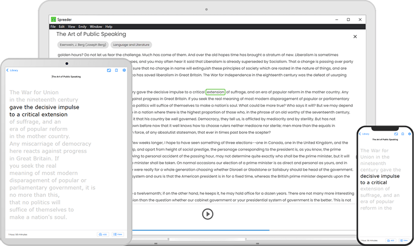 Spreeder - Speed Reading App & Software